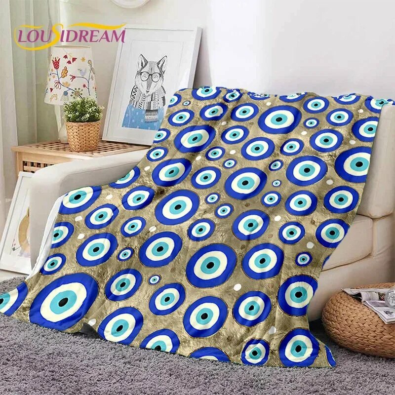 Синее фланелевое одеяло LOUSIDREAM Evil Eye 75x90см