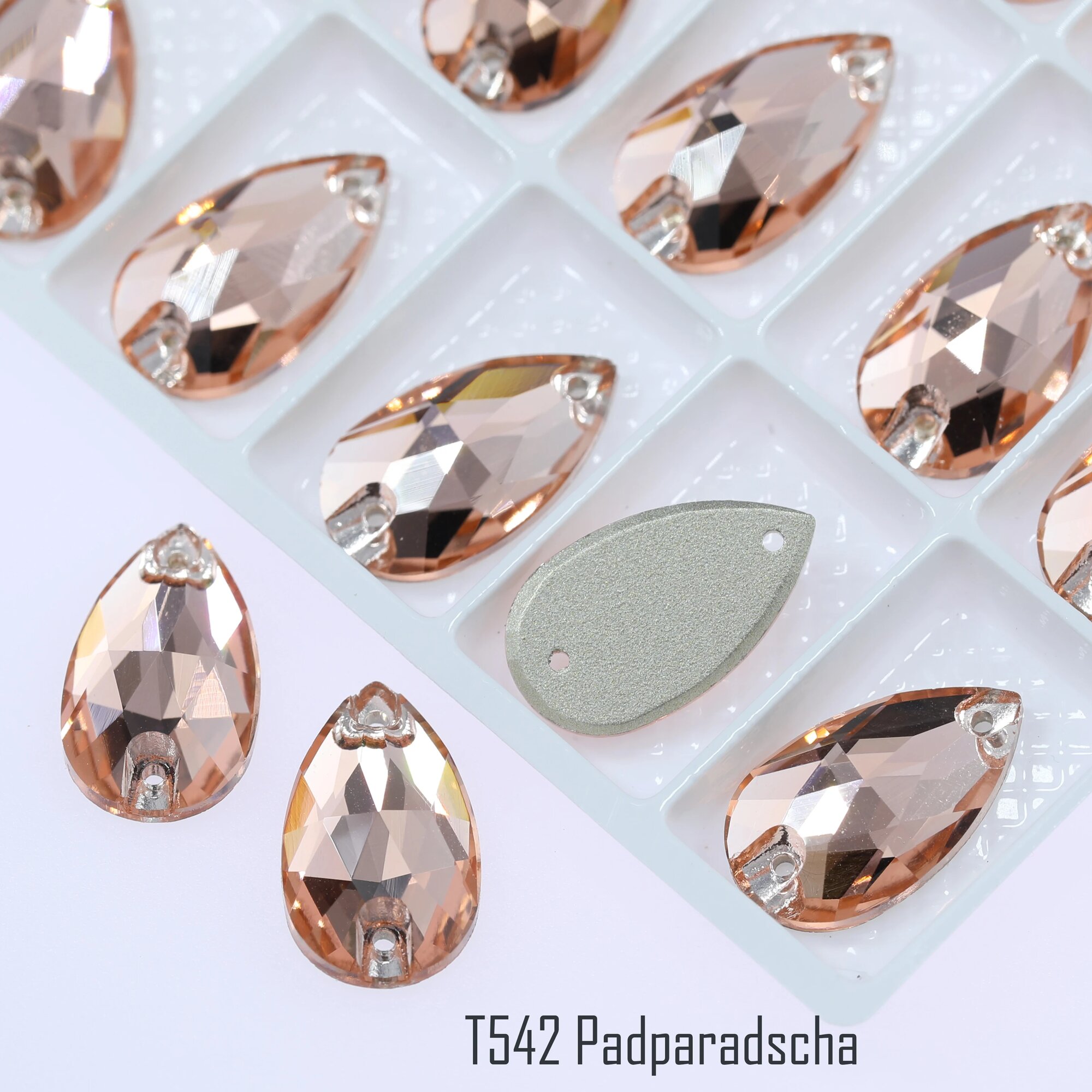 Стразы капли T542 Padparadscha, 10.5x18 мм, 24шт