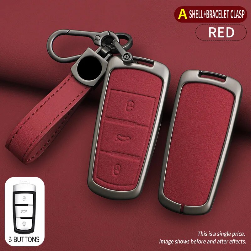 Защитный чехол для автомобильного брелка подходит для Volkswagen VW CC Passat B6 B7 Passat A-red-2