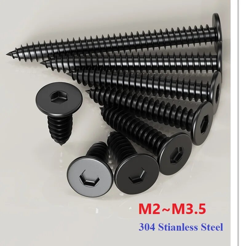 Саморезы из нержавеющей стали M2-M3.5 черный 304 M3x14mm-(100Pcs)