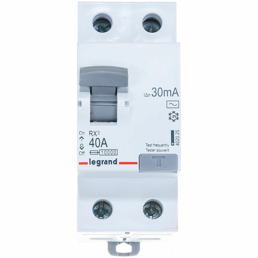 Выключатель дифференциального тока (УЗО) Legrand 2п 40А 30мА тип AC RX3 Leg 402025 1199829
