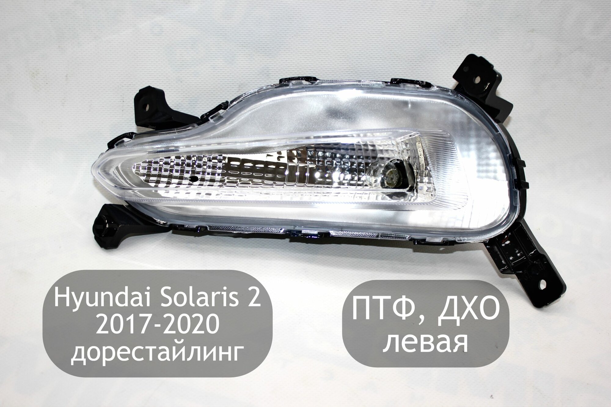 Противотуманная фара левая (ДХО) для Hyundai Solaris 2 2017-2020 (дорестайлинг)