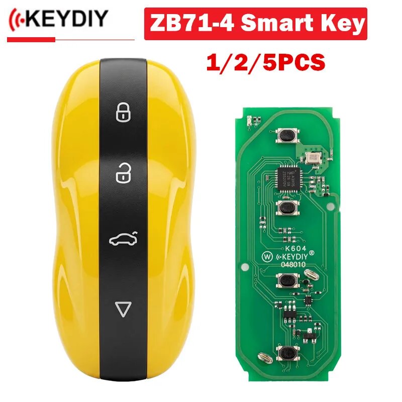 Умный ключ KEYDIY ZB71-4 янтарно-желтого цвета для типов чипов 46, 47, 48, 49, 4A, MQB48, 5C 5PCS