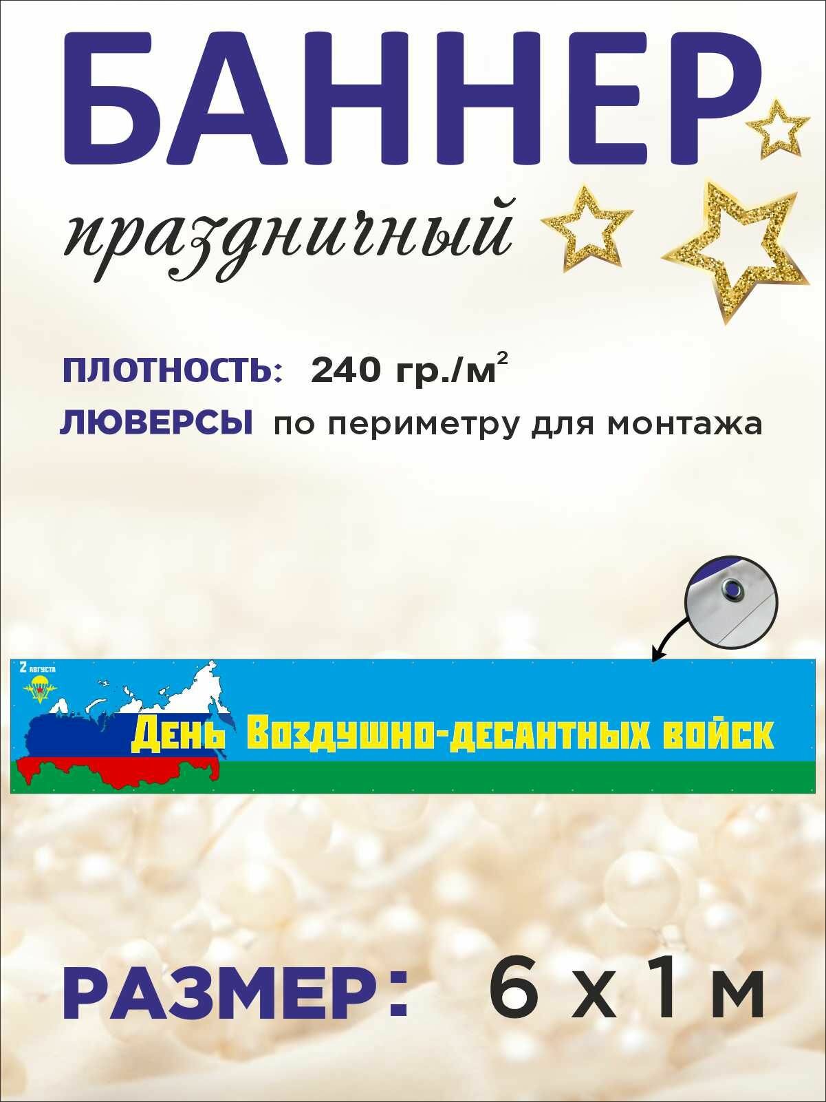 Баннер "День Воздушно-десантных войск" 2 августа День ВДВ для оформления и фотозоны 6 х 1 м