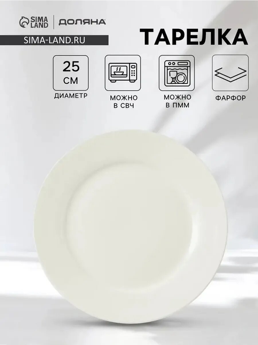 Элегантная фарфоровая тарелка 25 см для дома и ресторана