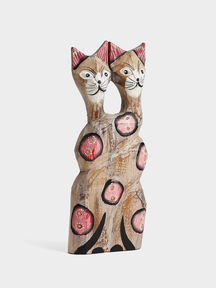Сувенир интерьерный «Сиамские кошечки»,12×3×30 см, дерево, цв. красный