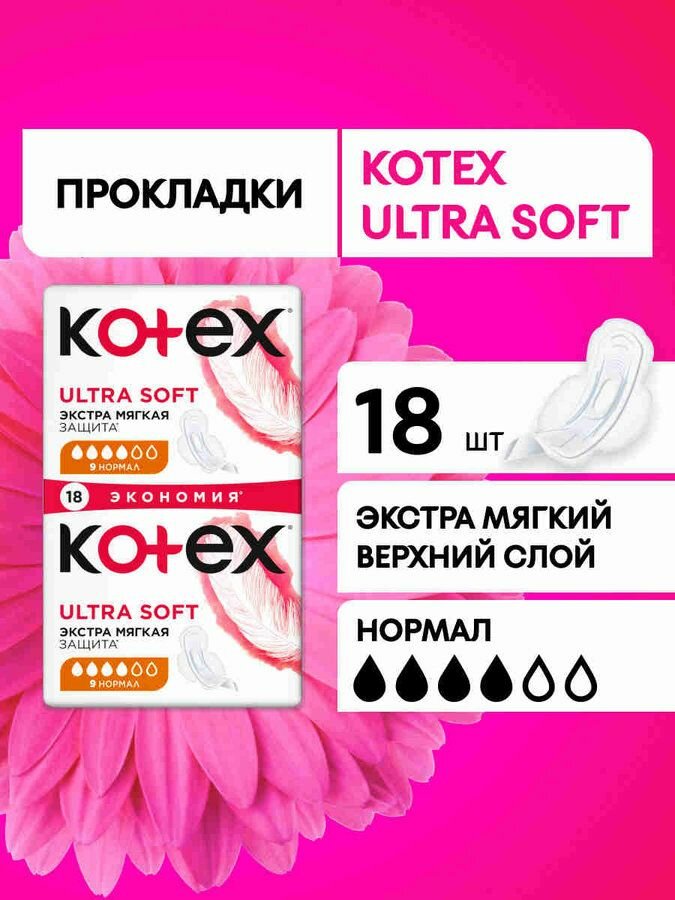 Гигиенические прокладки Kotex Soft Нормал, 18шт.