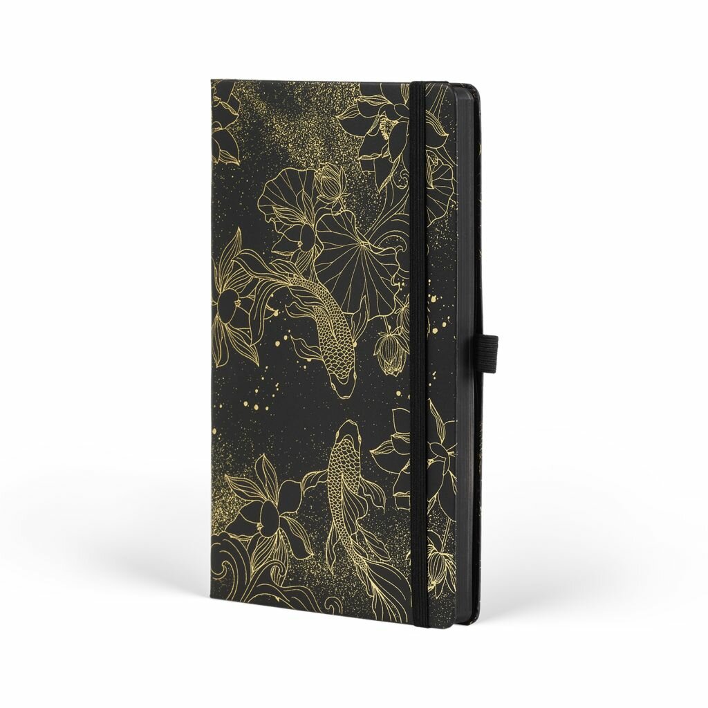 Блокнот в линейку Castelli Milano Total black GOLDFISH GOLD 130*210 Италия