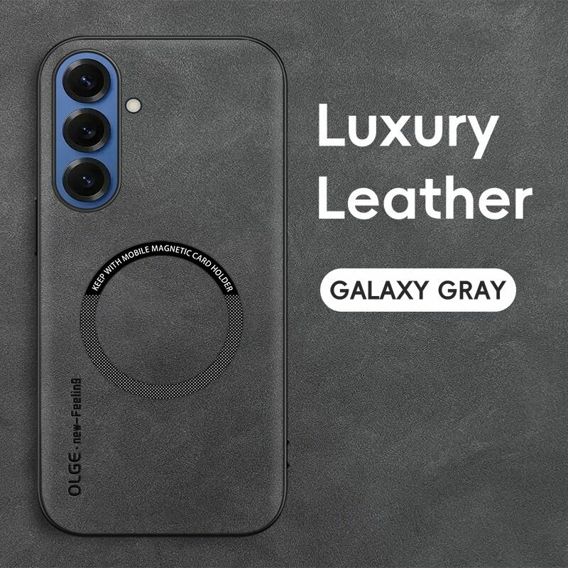OLGE Роскошная кожа MagSafe чехол Для Samsung Galaxy S26 (Самсунг Галакси C26) кожаный чехол