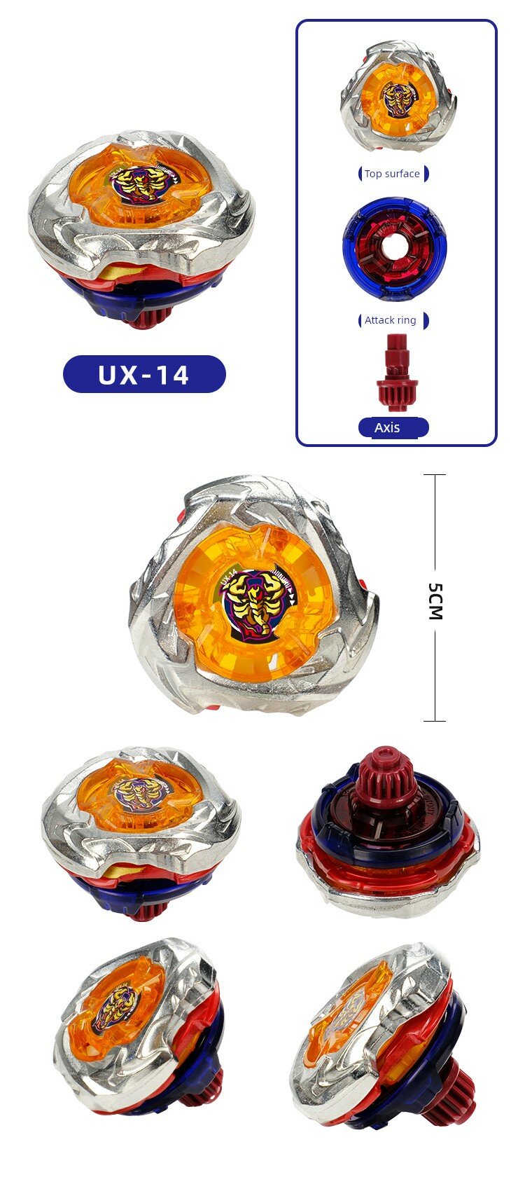 SB X Generation UX Series Изготовленный из сплава вращающийся топ, модель UX-14, оригинальный цвет, один топ для битвы