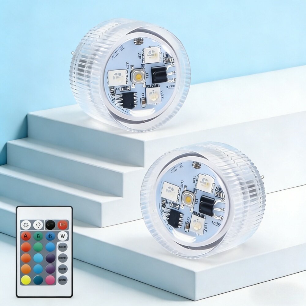 Светодиодный подводный светильник RGB для бассейна, пруда и аквариума, 16 цветов, разные режимы свечения, 2 светильника + пульт управления