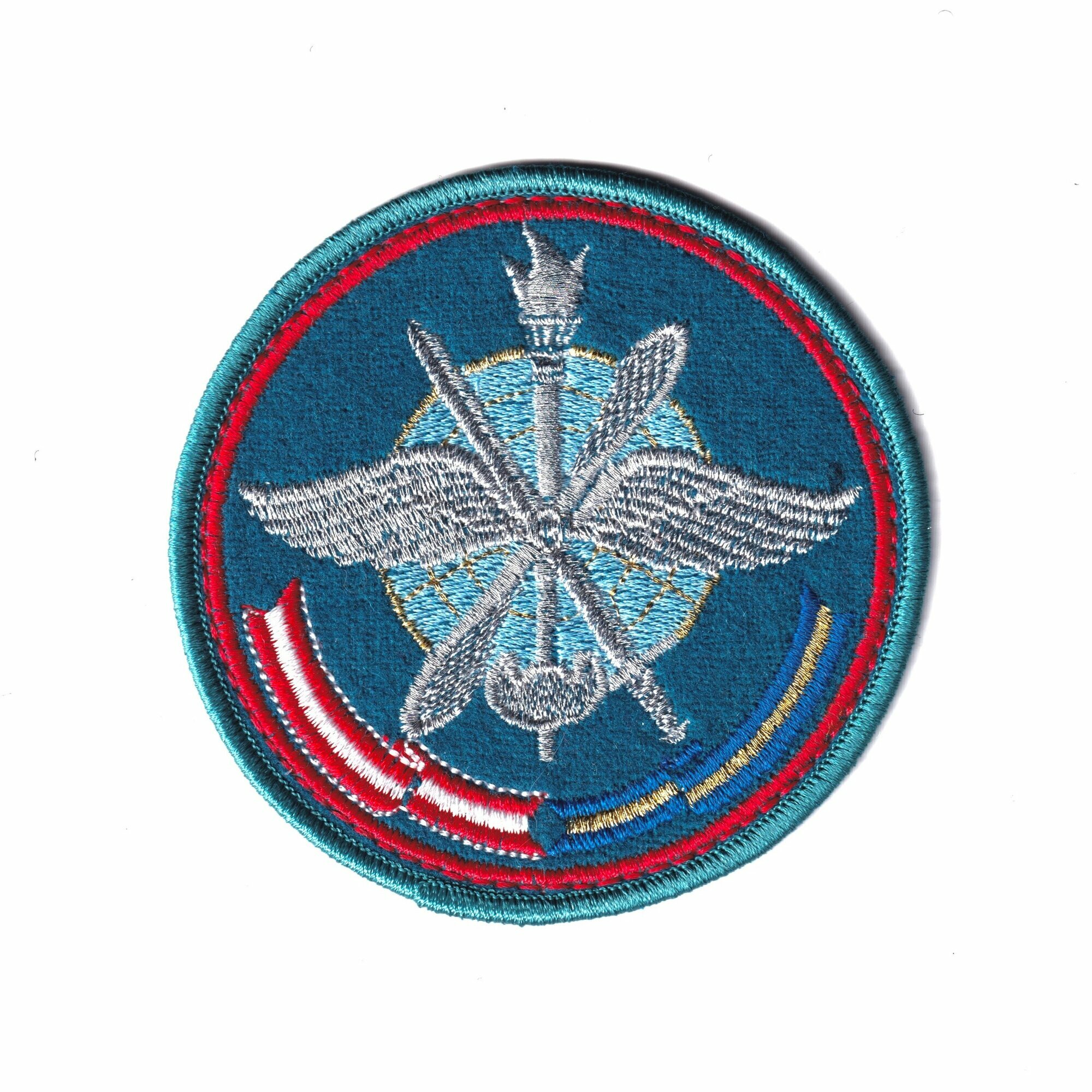 Нашивка ( Шеврон ) На Рукав Военно-Воздушной Академии им. Ю. А. Гагарина (Голубой / Пришивной)