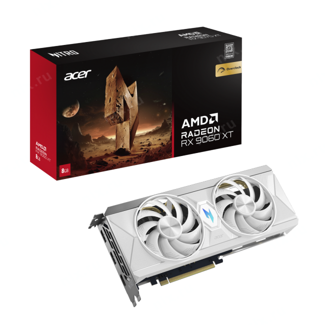 Acer AN-RX9060XT-8G-OCC-W (RADEON RX 9060 XT) 8 Гб, GDDR6, 128 бит, PCI Express, 2xDP,1xHDMI