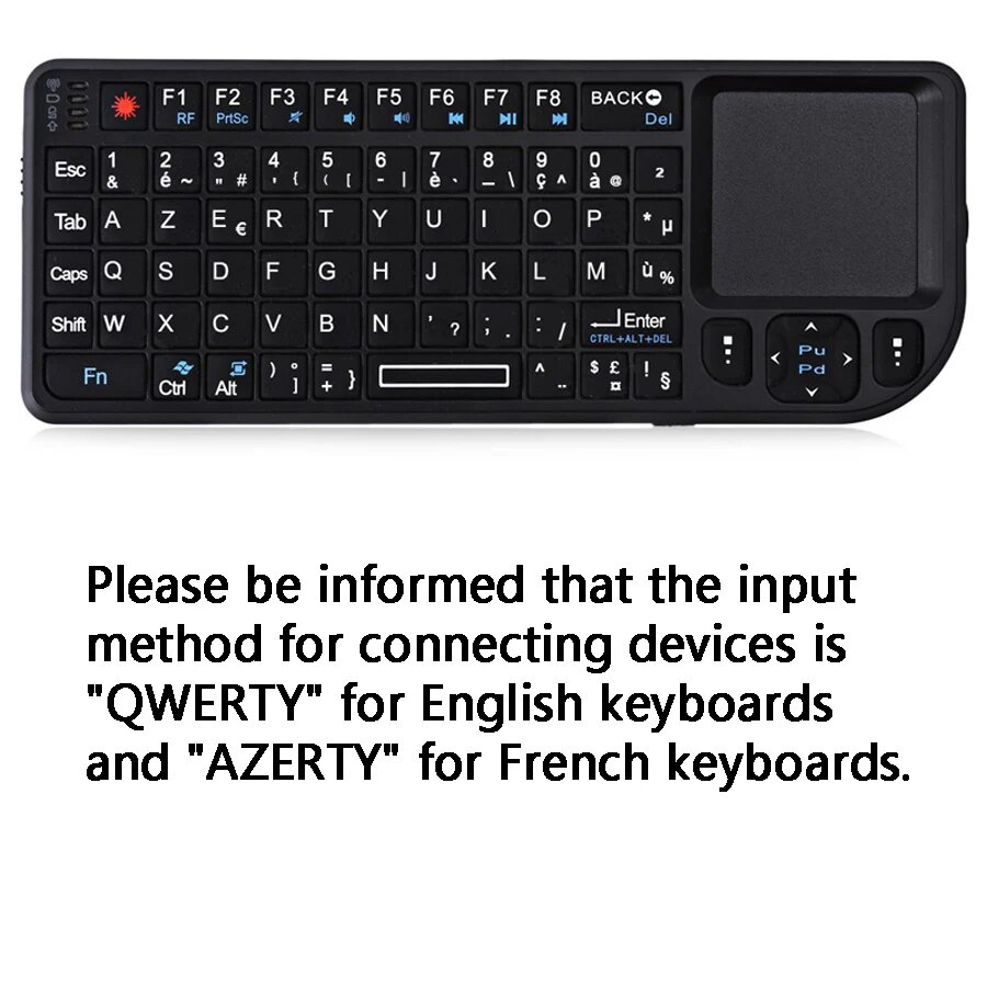Беспроводная мини-клавиатура N Air Mouse 82 ключа с тачпадом FR White Backlist