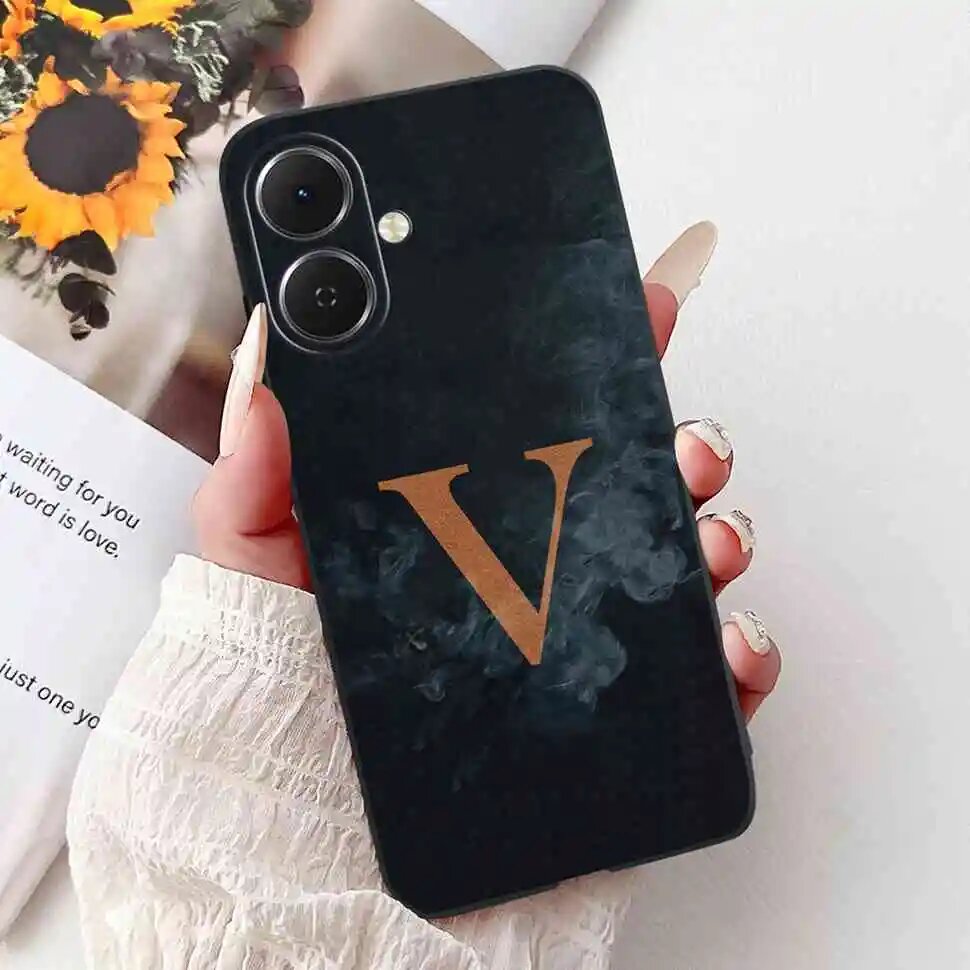 Чехол для Tecno Spark Go 2 4G, новый чехол Crown Letter A-Z, мягкий силиконовый черный чехол из ТПУ для Tecno Spark Go2 KM4 6,67 дюйма, бампер, чехол
