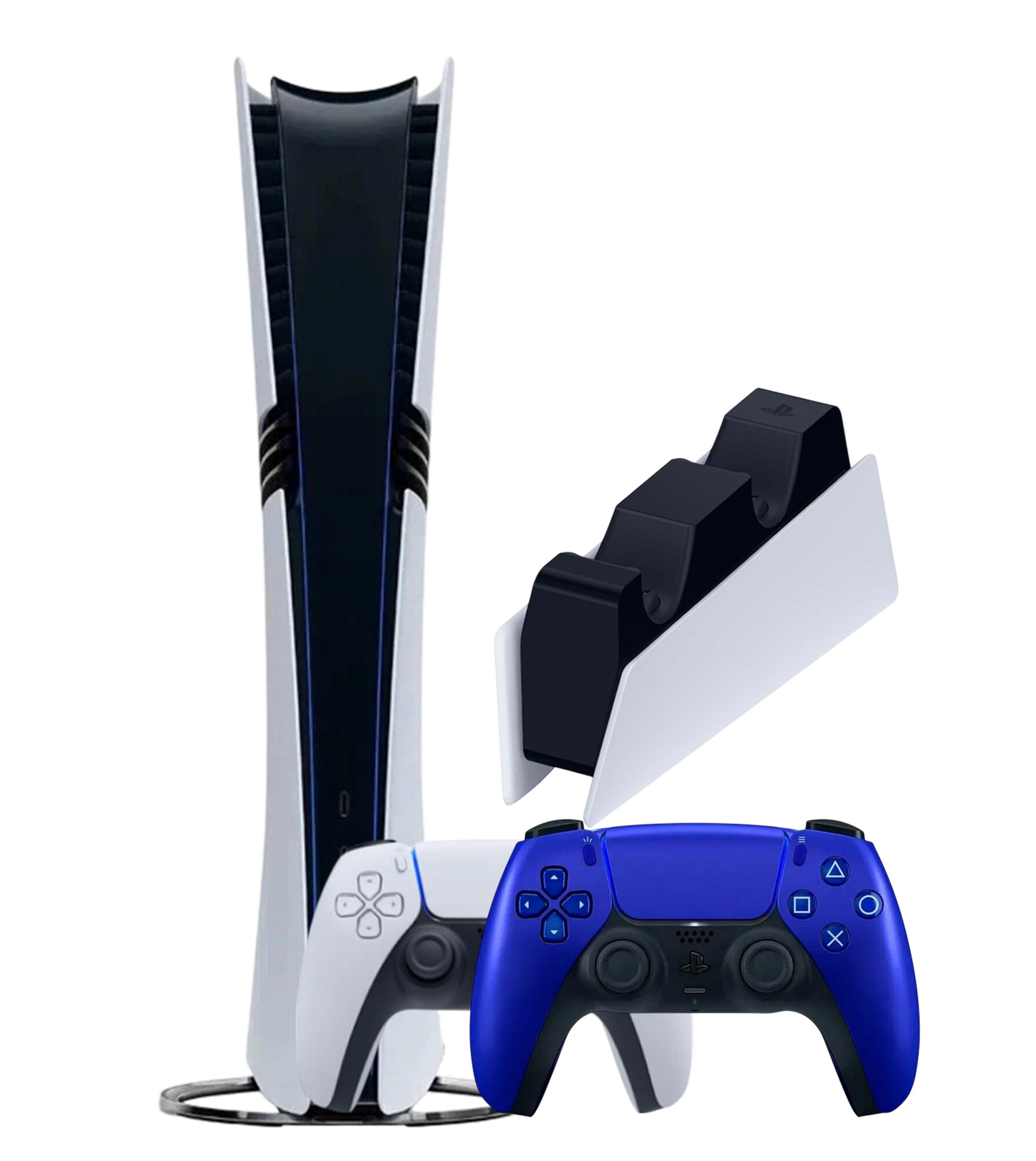 Игровая приставка PS5 Pro + зарядная станция Dualsense Charging Station + DualSense PS5 Cobalt Blue