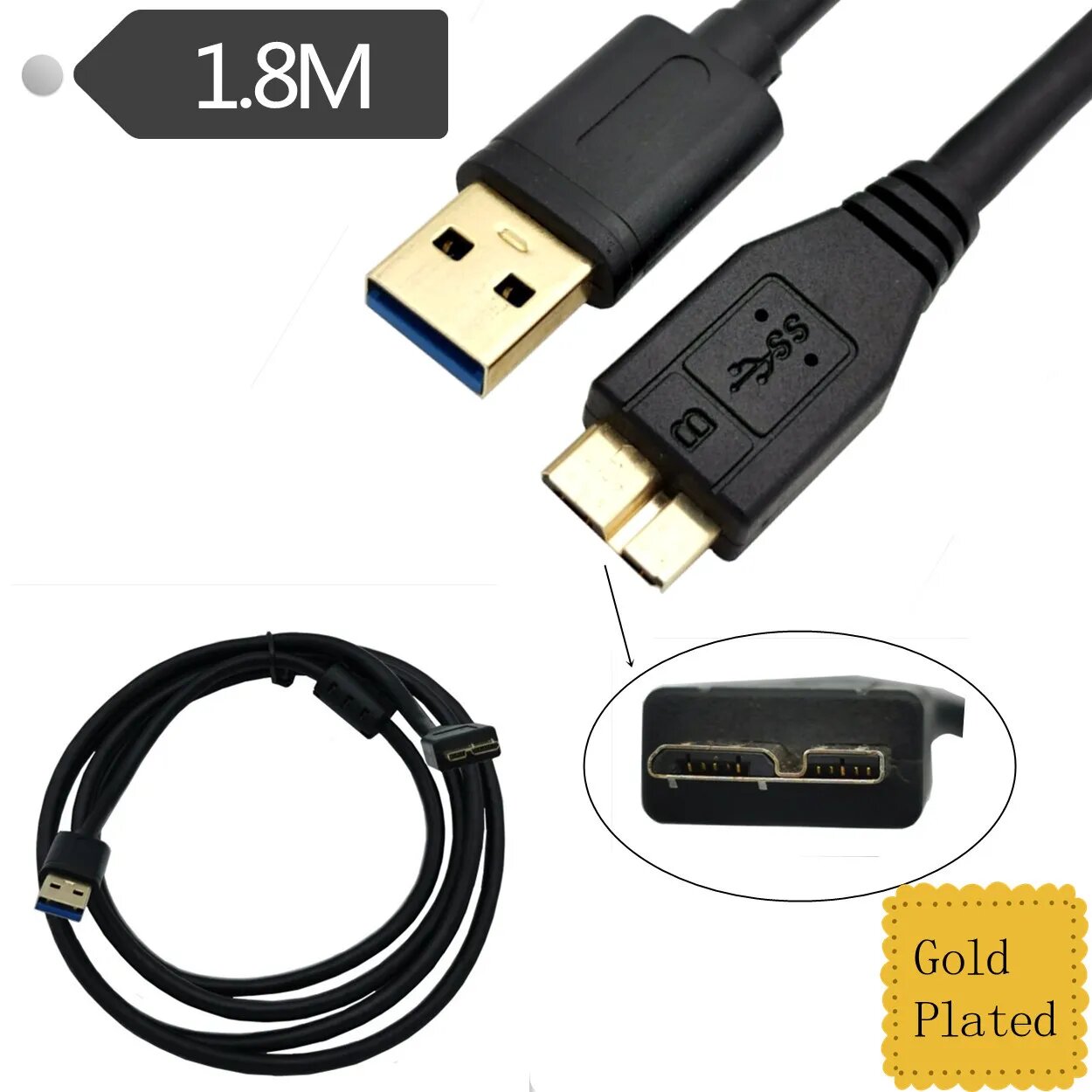 USB-кабель USB 3.0 Type A to Micro B 0.3 м, Micro B