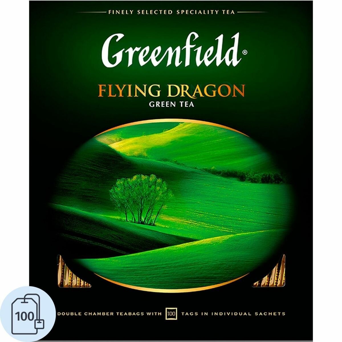 Чай Greenfield Flying Dragon, зеленый, 100 фольг. пакетиков (0585-10)