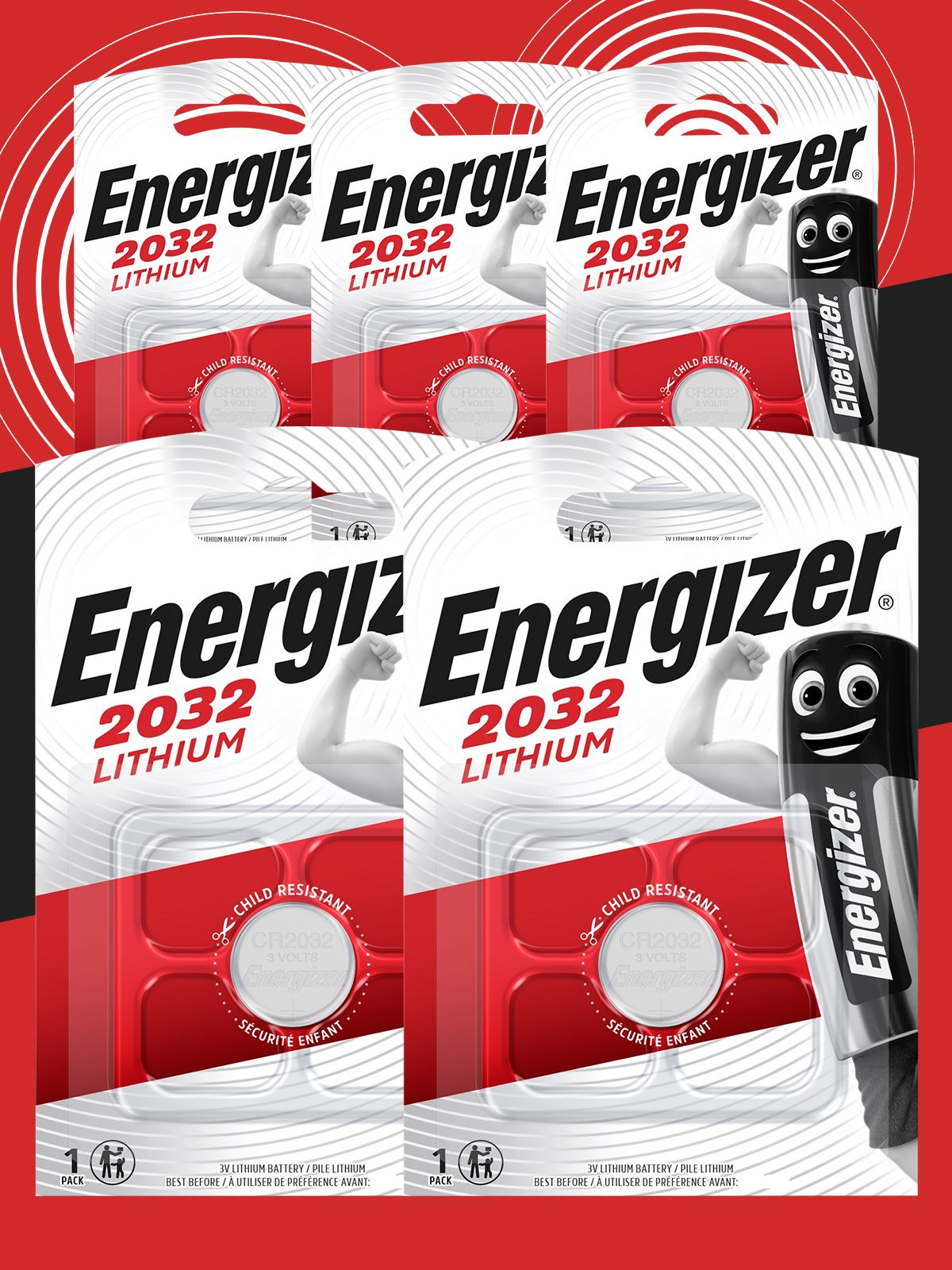 Батарейки Energizer CR2032 3v, литиевые, 5 шт