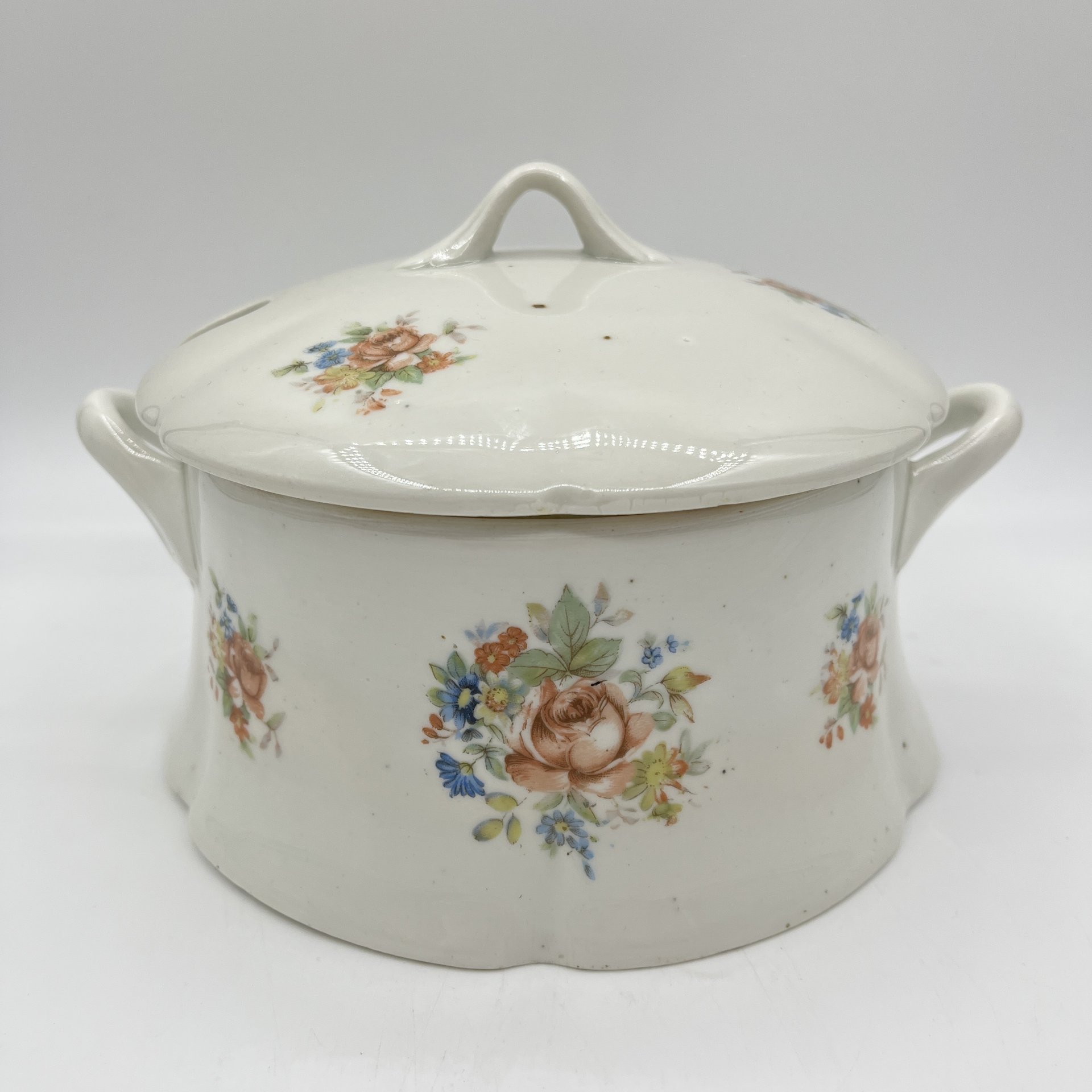 Супница/террина с цветочным декором, фарфор, деколь, СССР, 1920-1950 гг.