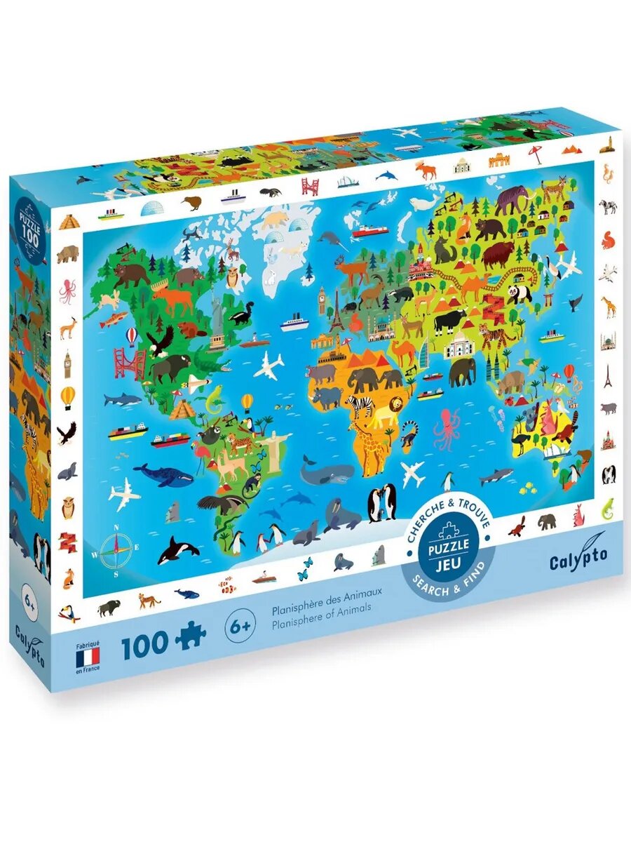 Calypto Пазл на наблюдательность Карта животных, 100 д. 7501