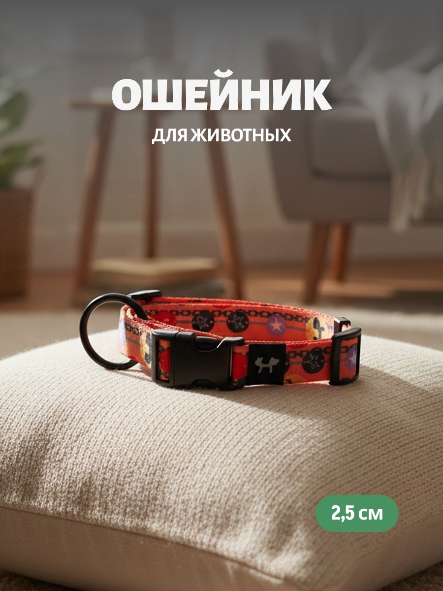 Ошейник United Pets для собак Complete me Forever L 43-73/2,5 см, оранжевый с рисунком