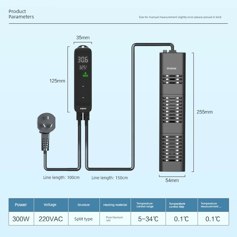 HangzhiJing Shubolaiti 300W Akvariumnyy Nagrevatel s Avtomaticheskim Regulirovaniem Temperatury i Alarmom Pri Vysokey