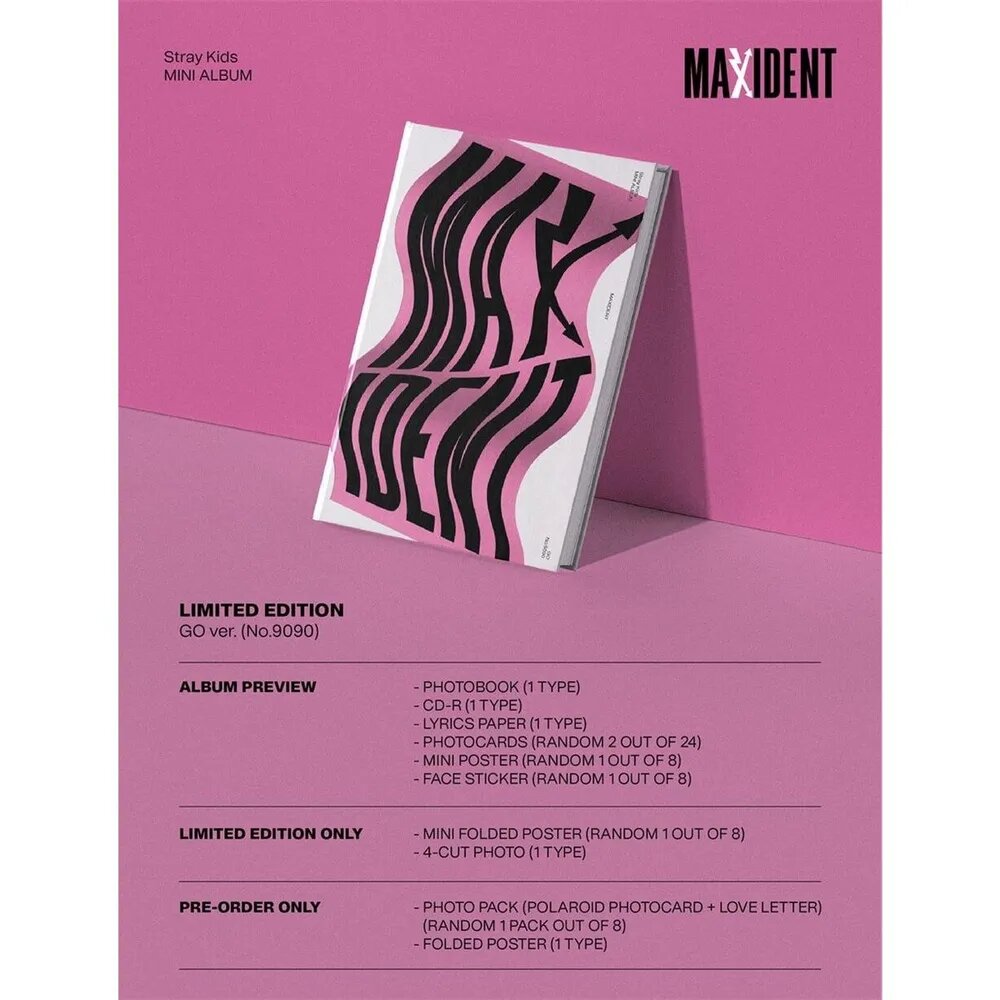Альбом Stray Kids - MAXIDENT мини-альбом (Limited), CD-R, фотоальбом, постер — фото 1