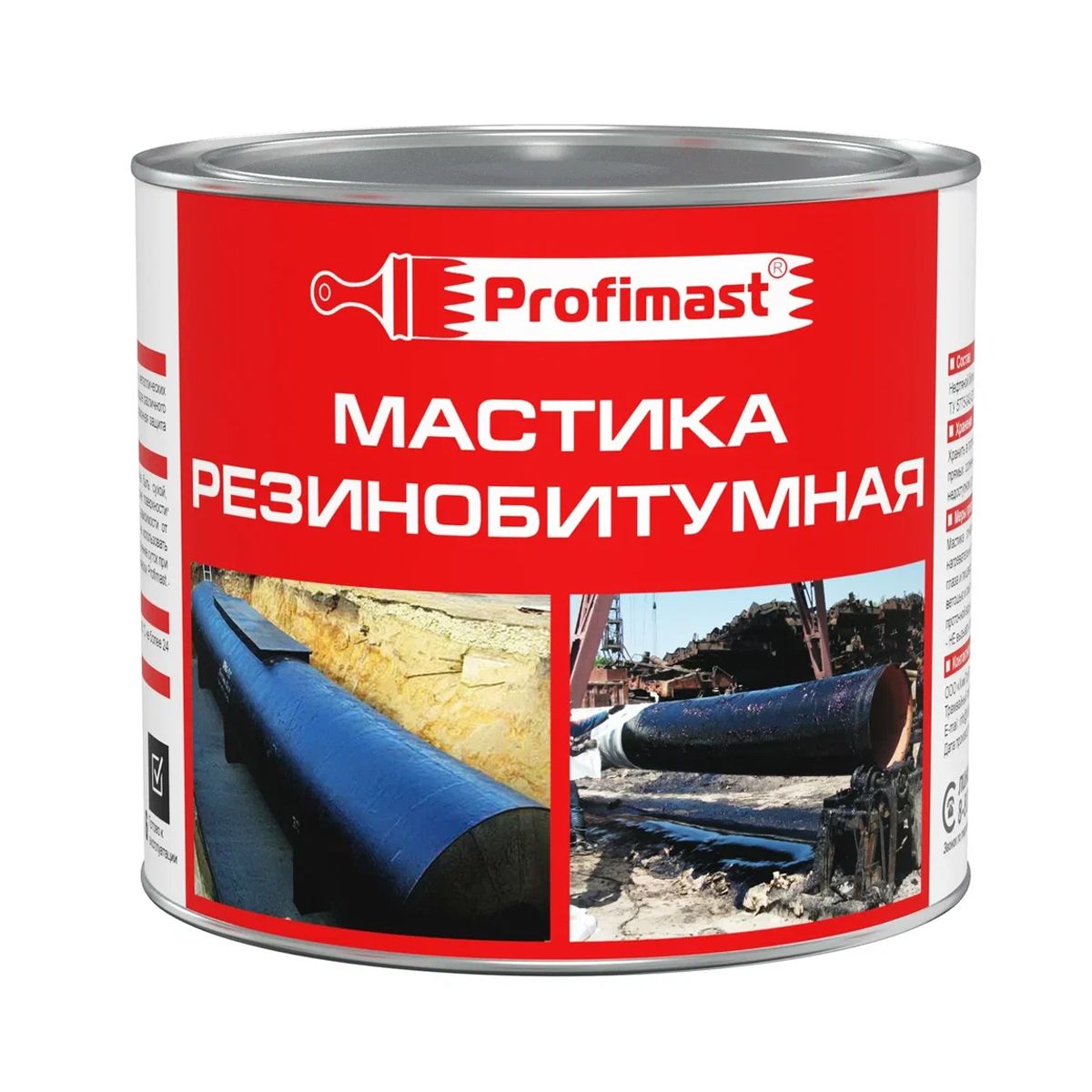 Мастика резино-битумная Profimast, черная, 1,8 кг
