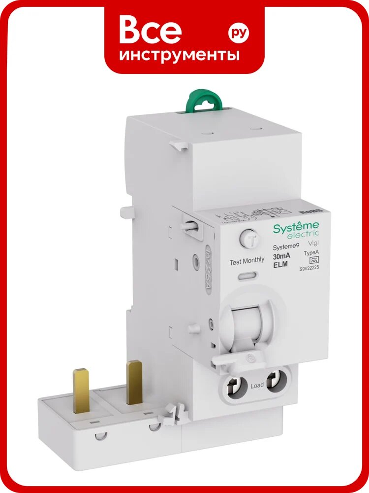 Блок дифференциального тока (БДТ) Systeme Electric Systeme9 25 A, 2 P, 30 мА, тип-A, 230 В S9V22225