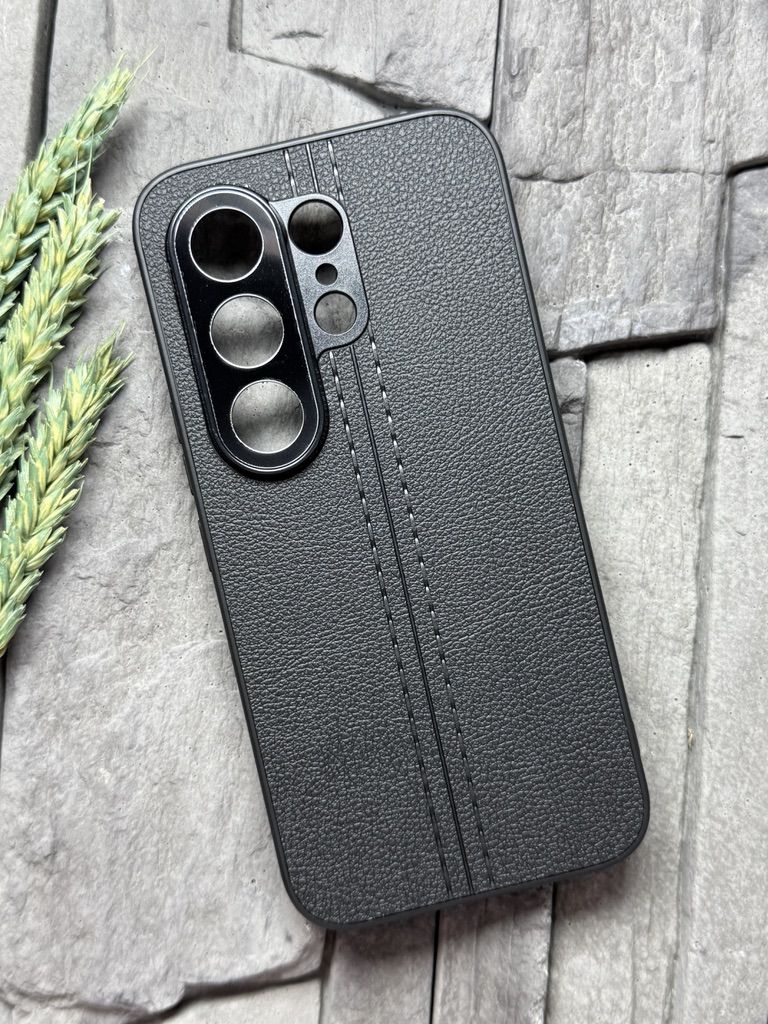 Чехол противоударный для Tecno Camon 50 / Camon 50 4G ( Техно Камон 50 / Камон 50 4G ) с защитой камеры , текстура кожи , черный