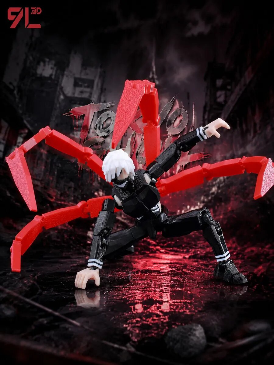 9L3D Фигурка Кэн Кэнэки (Ken Kaneki), Tokyo Ghoul, Titan 13, Lucky 13, 3D-печатный подвижный манекен, подарок для анимешников и коллекционеров