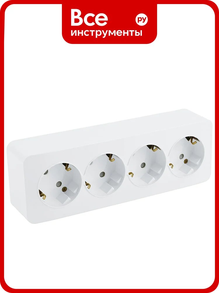 4-местная розетка STEKKER с/з открытой установки 250в, 16а, ip20, серия софия, белый, mst16-14-01, 49308