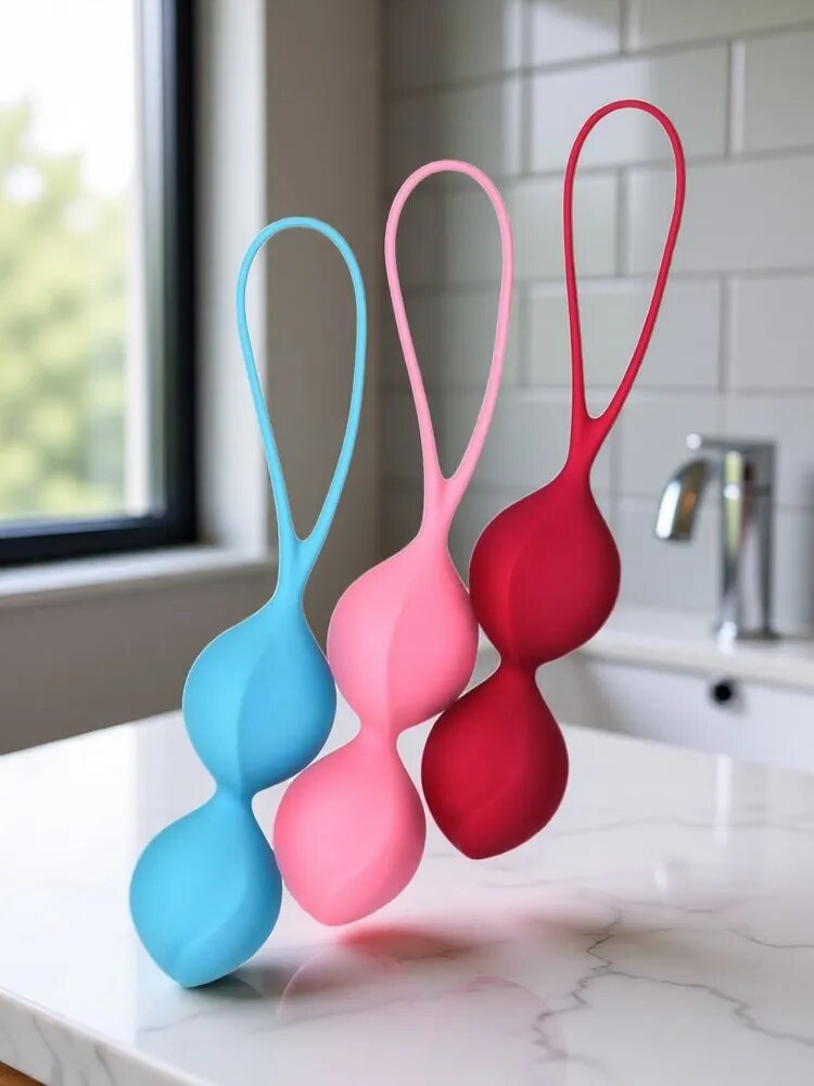 Satisfyer Вагинальные шарики, цвет: красный, голубой, 30 мм