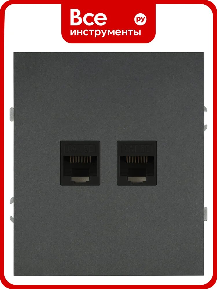 Розетка ЭРА Arktik 16-3108-06 информационная двойная 2XRJ45 графит Б0070489