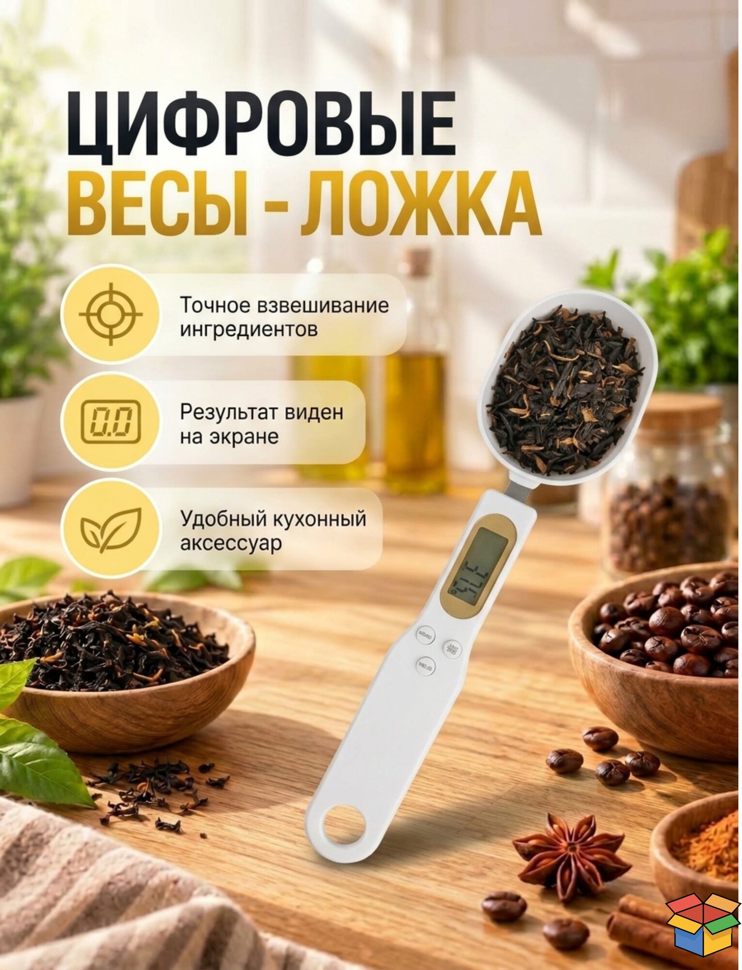 Ложка весы, точность 0.1 г, ложка весы кухонные с LCD экраном, кухонная электронная мерная ложка-весы, белая