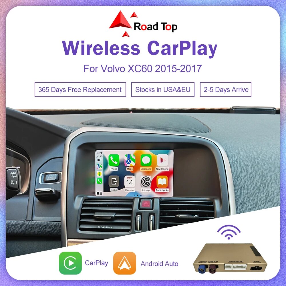 Беспроводной CarPlay для Volvo V60 XC60 2015-2017 7-дюймовый ЖК-экран Android Auto Mirror Link AirPlay навигация GPS Carplay декодер