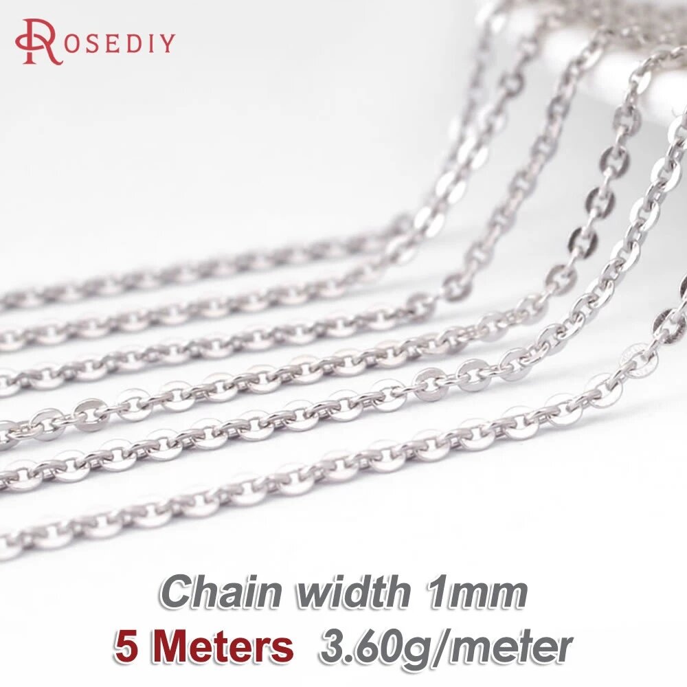 Медные плоские овальные цепочки Rosediy Серебряный, 31192-Platinum Color