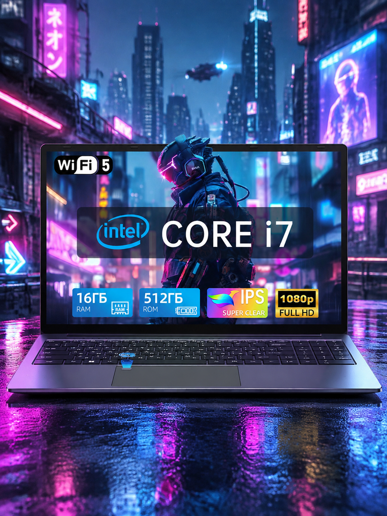 Ноутбук игровой 16", Intel core i7 8750H,16ГБ RAM, SSD 512ГБ, Windows 11 Pro