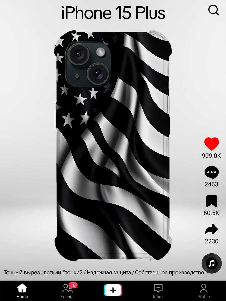 Чехол на iPhone 15 Plus с принтом Флаг США звезды