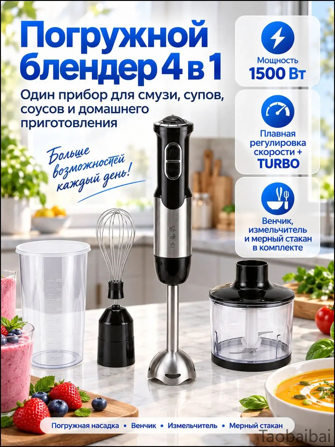 Погружной блендер LON7kYvM, черный