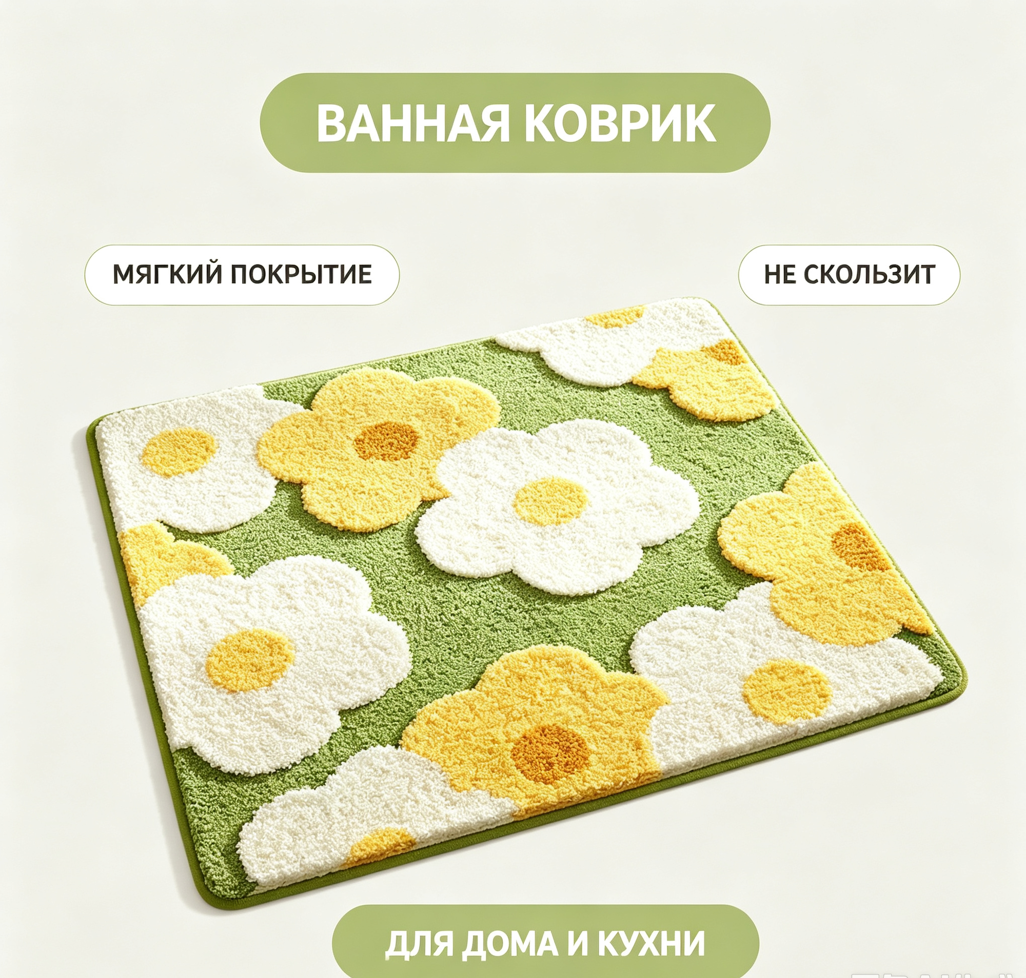 House of Wishes Ковер Цветочный флокированный 3d-ковер Квадратный ковер x 60*60CM