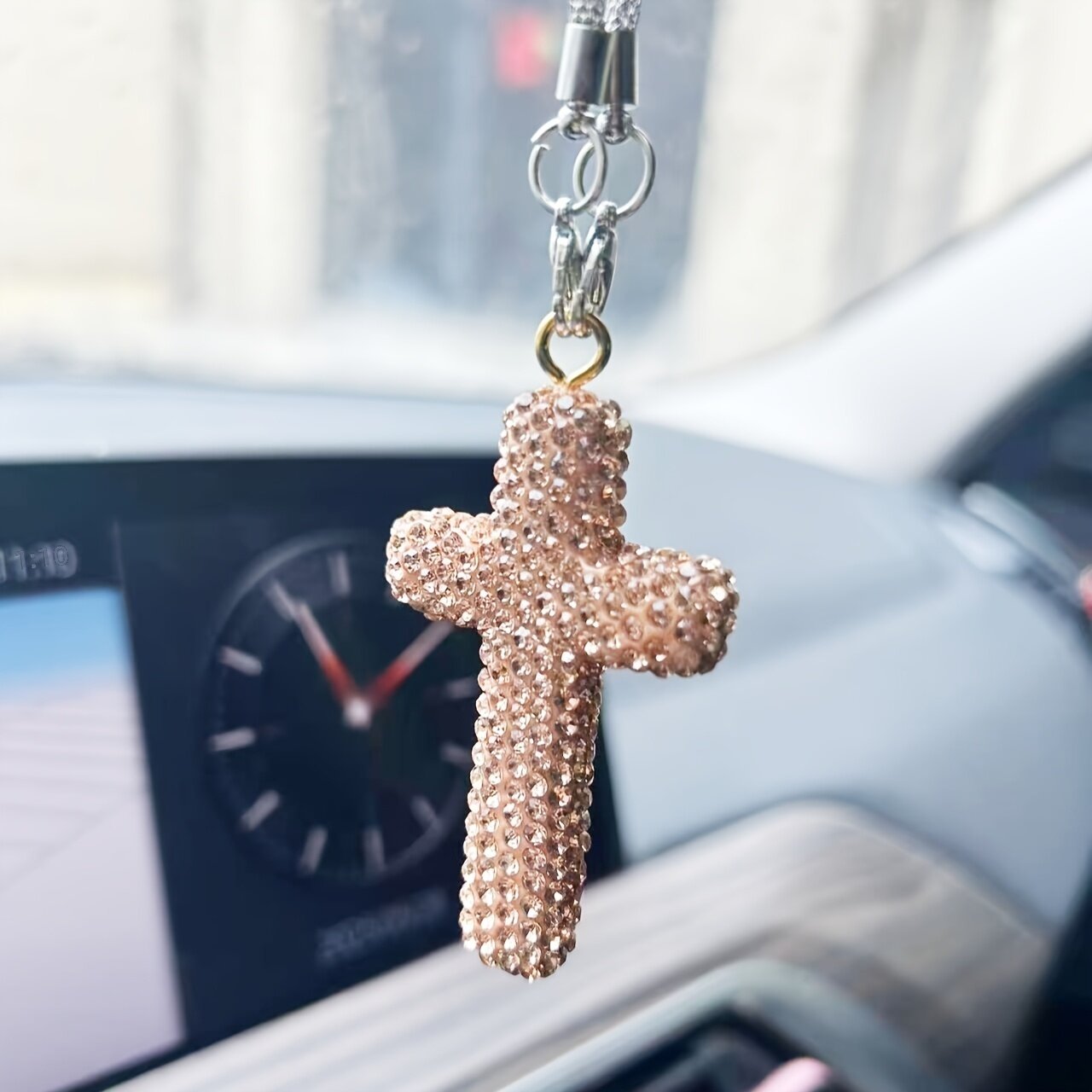 Подвеска-крестик для зеркала заднего вида автомобиля, 1 шт, золотого цвета