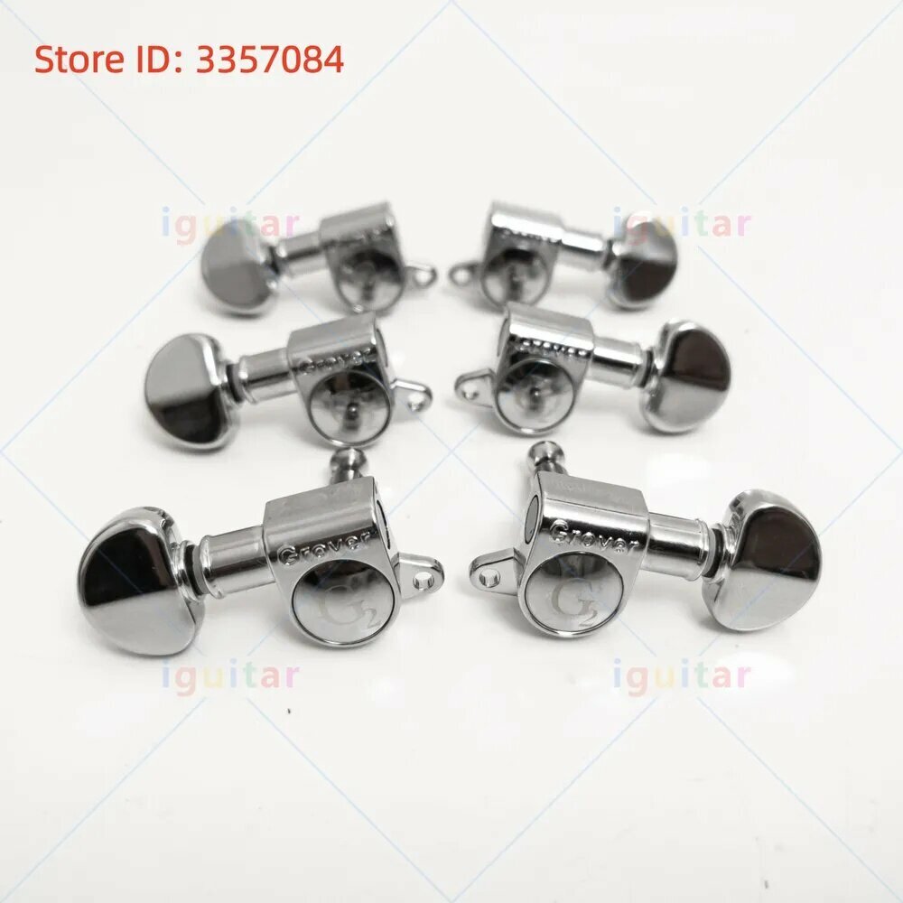 1 Комплект тюнеров GROVER Guitar Machine Heads 1:18 3L3R/6L/6R (золото/хром/черный)