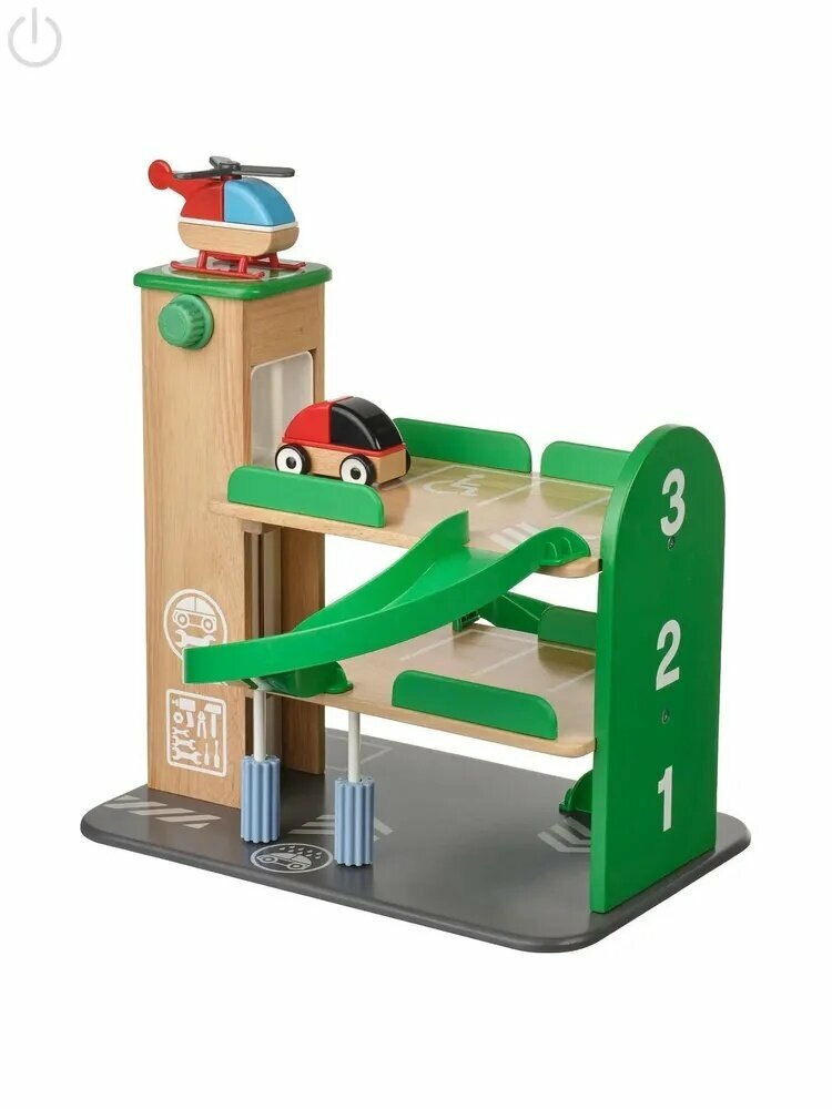 IKEA LILLABO Игрушечный гараж с машинкой и вертолётом