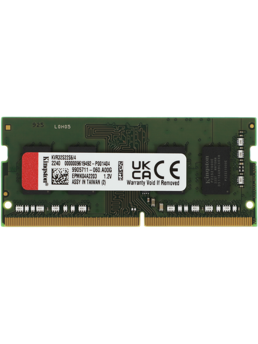 Память DDR4 4GB 3200MHz Kingston KVR32S22S6/4 Valueram RTL PC4-25600 CL22 SO-DIMM 260-pin 1.2В single rank RTL