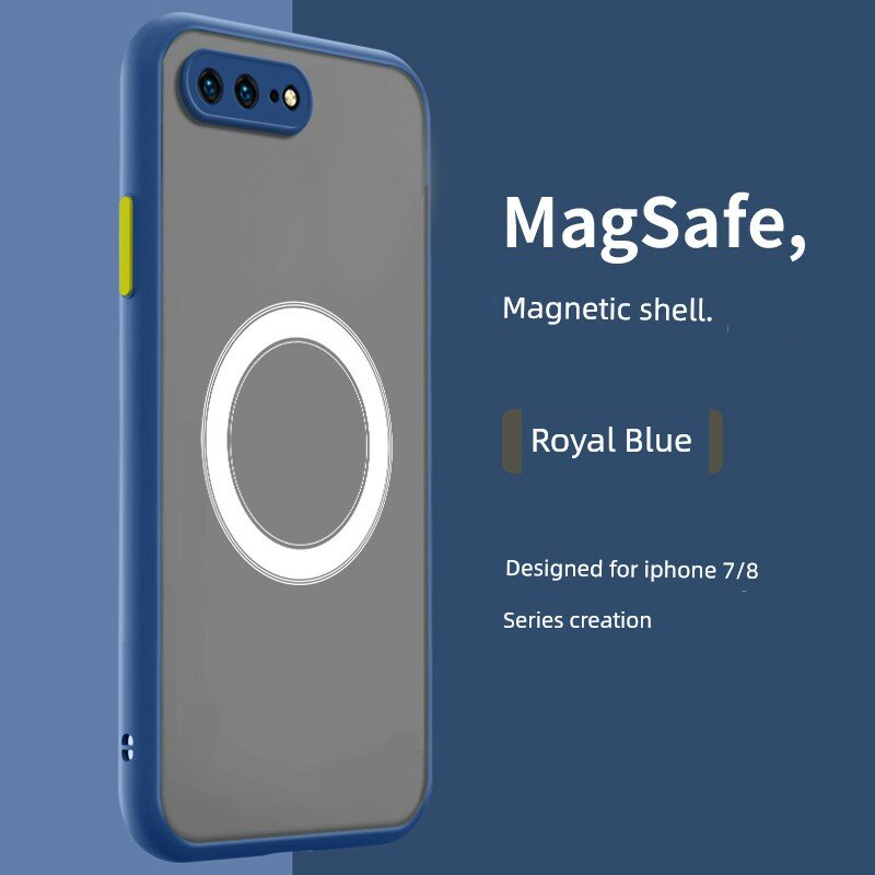 Чехол для iPhone 12 mini королевского синего цвета полупрозрачный с магнитной системой MagSafe противоударный
