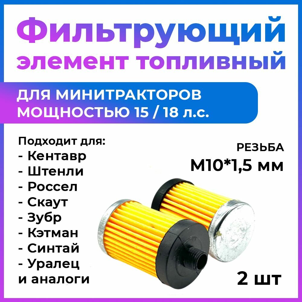 Фильтр топливный для минитракторов Т-15, Т-18 (2 шт.)