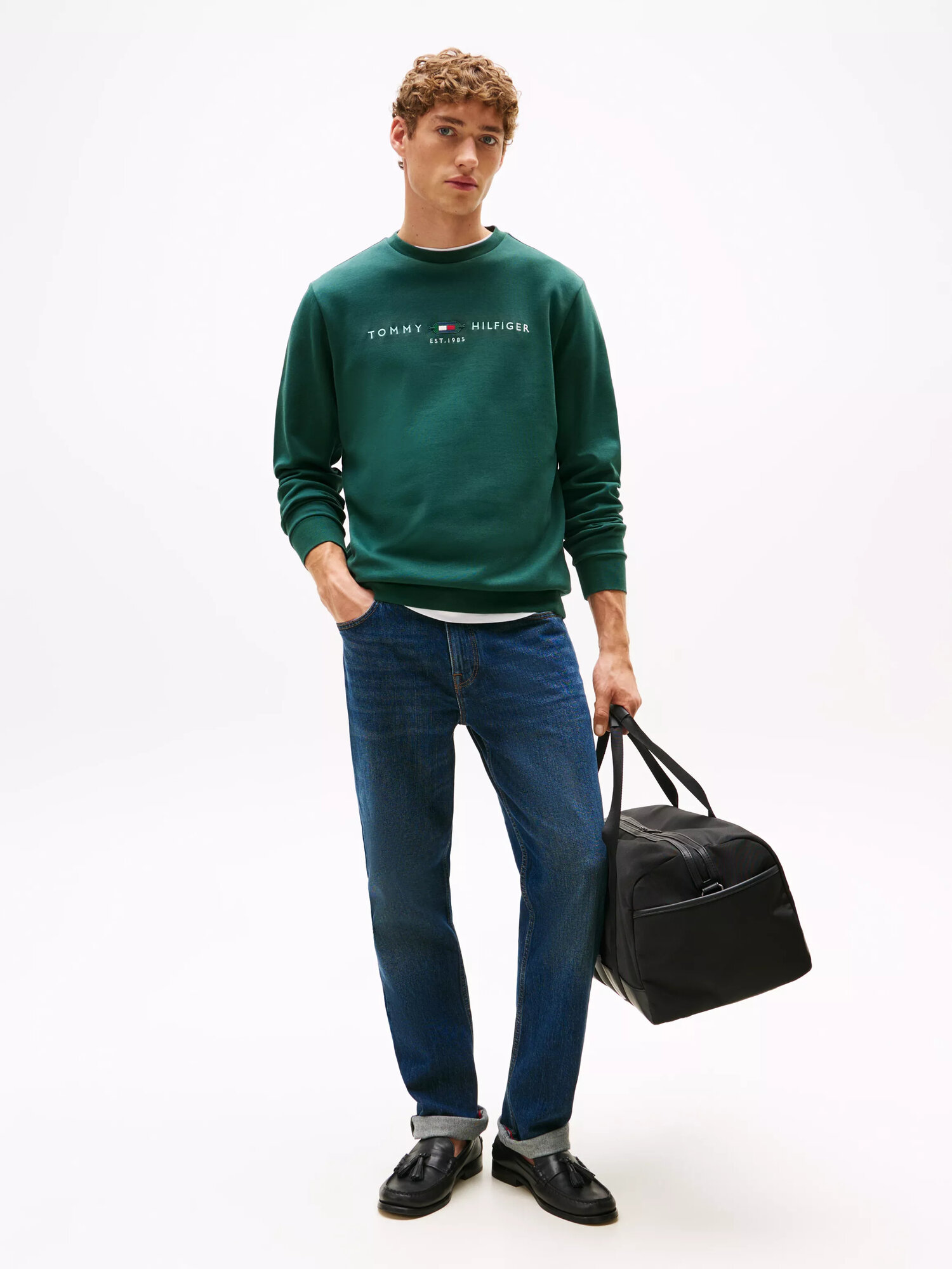 Свитшот TOMMY HILFIGER, размер S, , темно-зеленый — фото 1