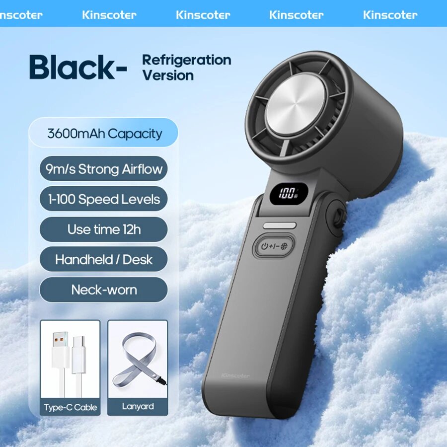 Черный портативный вентилятор Black- Refrigeration Version 3600mAh